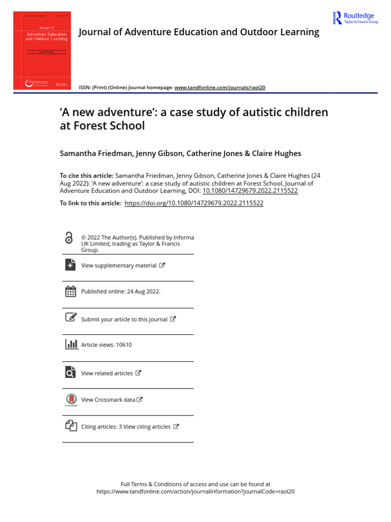 A New Adventure A Case Study of Autistic Children at Forest School ...