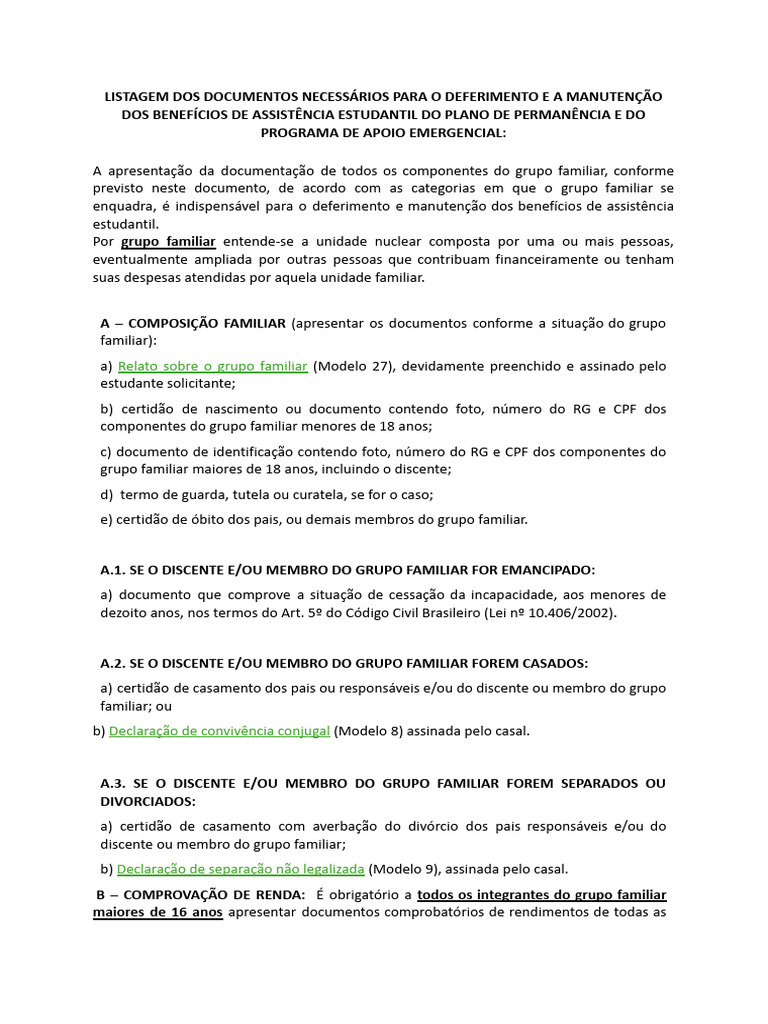 Listagem Documentos PP Pae | PDF | Imposto de Renda | Pensão alimentícia
