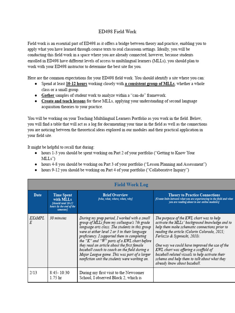 Field Work Log | PDF | Learning | Cognition
