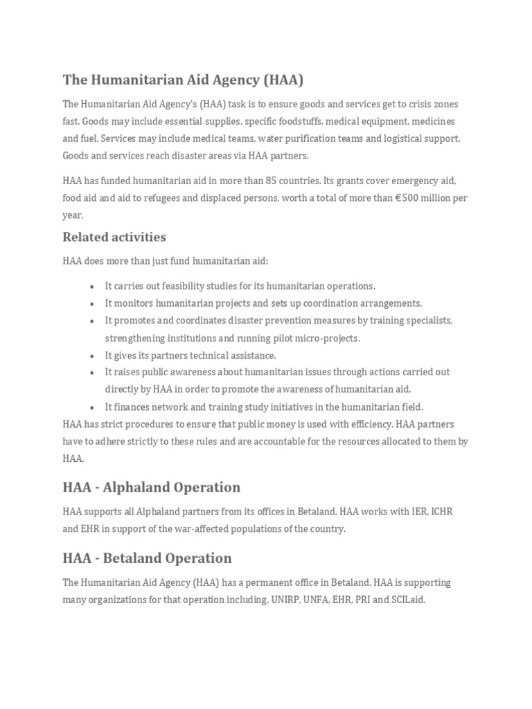 The Humanitarian Aid Agency | PDF | Humanitarian Aid | Conflict Of Interest