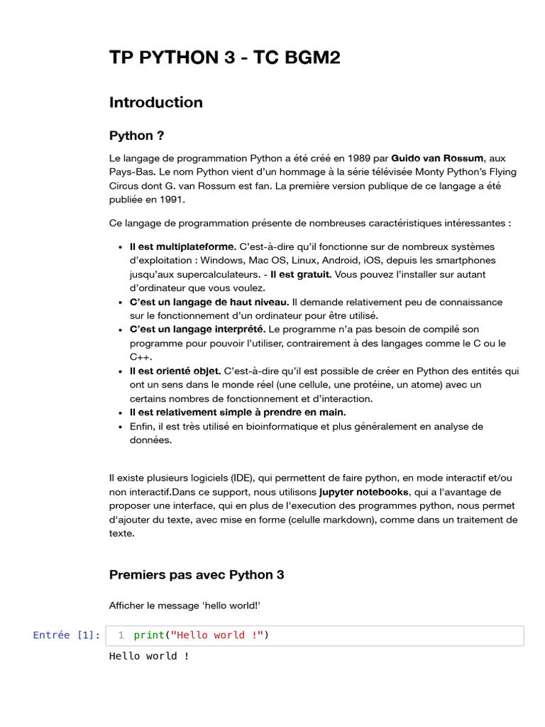 TP Python 3 pour Seconde | PDF | Variable (informatique) | Python (Langage de programmation)