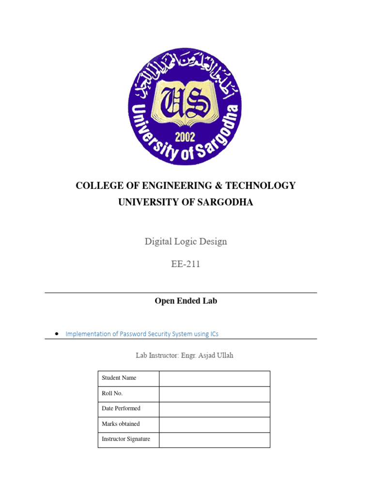 Open Ended Lab DLD EE | Download Free PDF | Electronics | Electrical Engineering