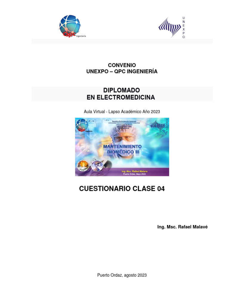 C MBIII04 Cuestionario Clase 04 | PDF | Ultrasonido médico | Ultrasonido