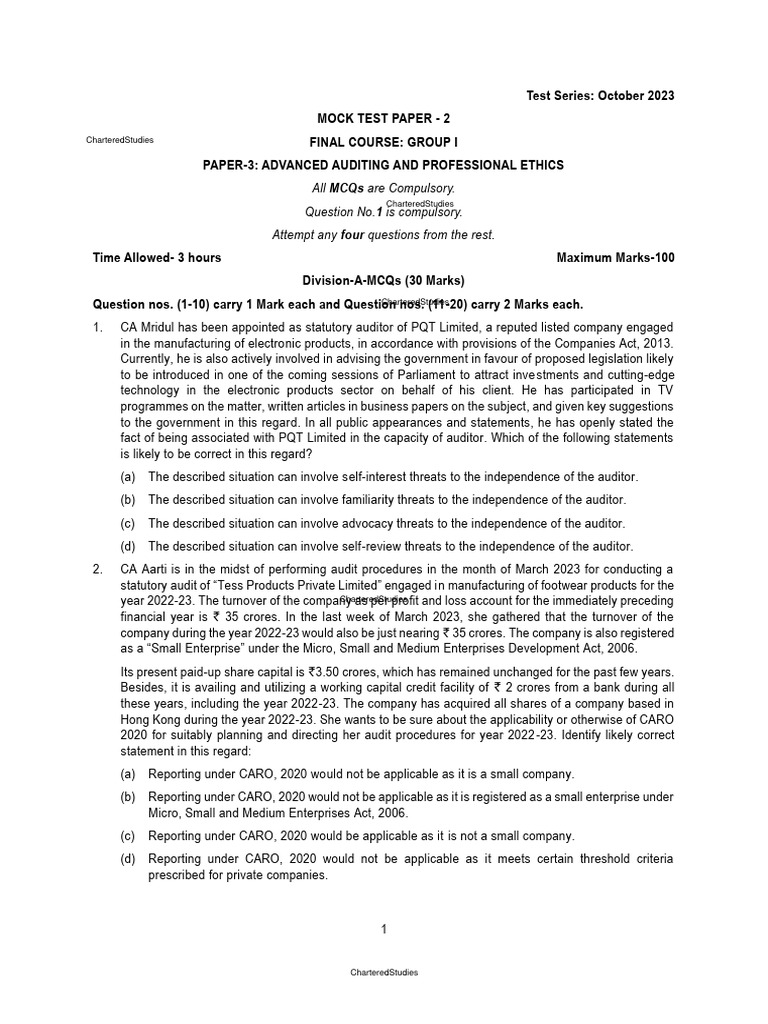 S2 Question | Download Free PDF | Audit | Auditor's Report