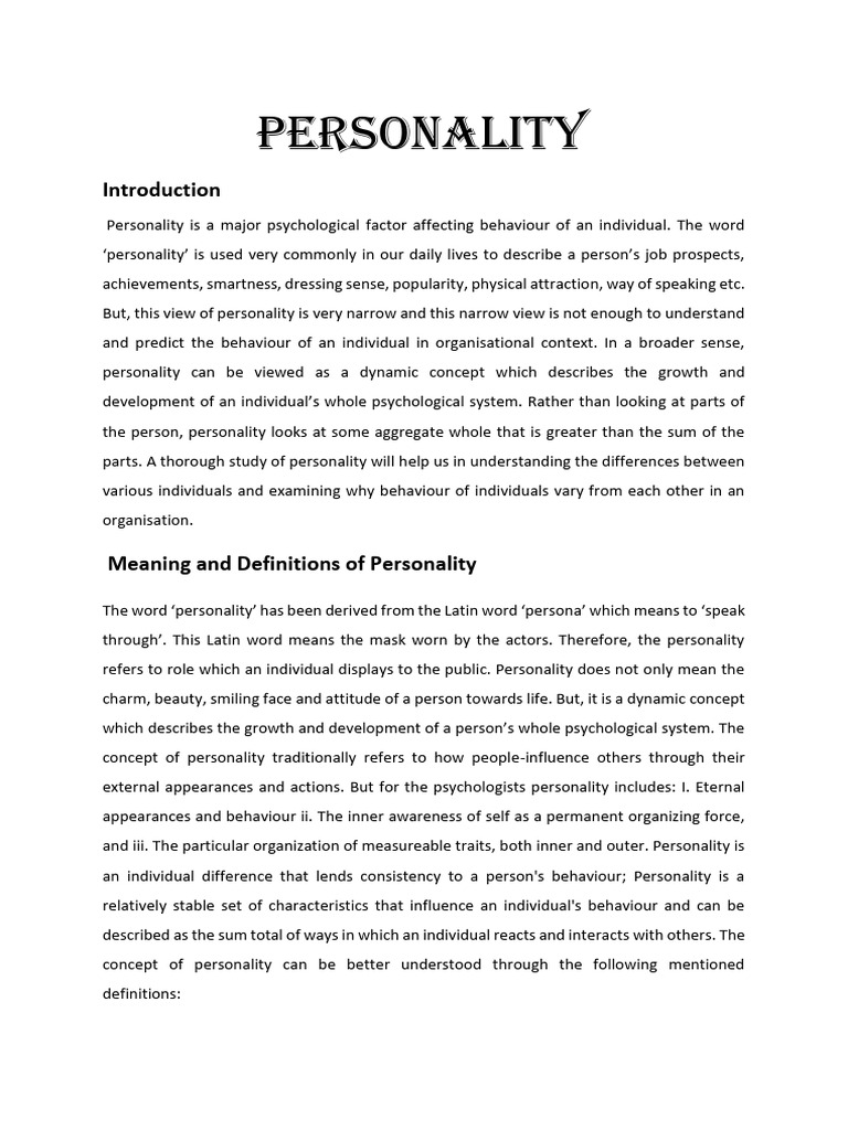 PERSONALITY_NOTES | Download Free PDF | Id | Psychoanalytic Theory