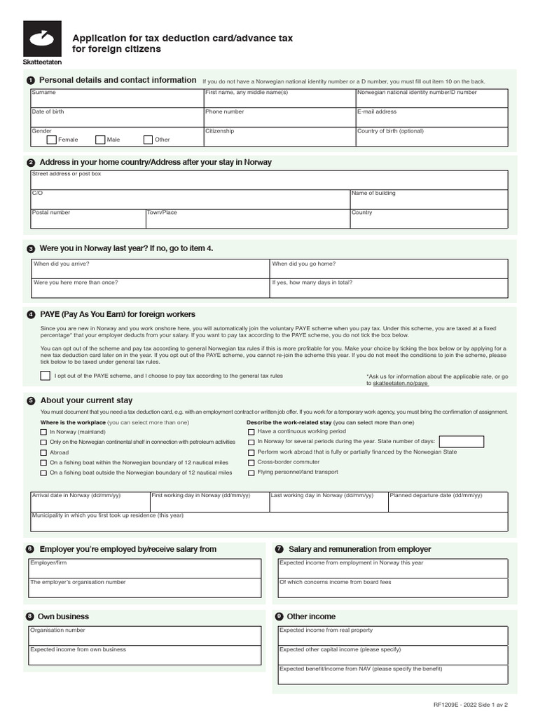 Tax Deduction Card Application for Foreigners | PDF | Identity Document ...
