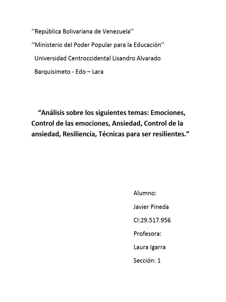 Formacion Integral, Analisis | PDF | Las emociones | Ansiedad