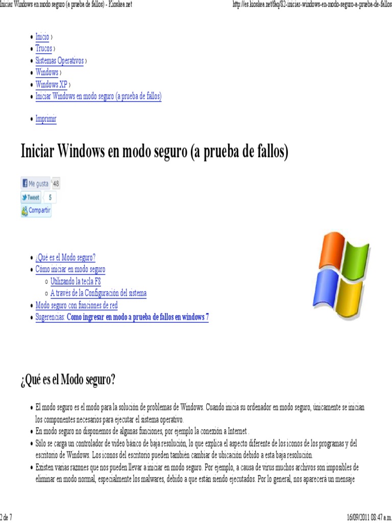 Iniciar Windows 7 en Modo Seguro | PDF | Bios | Microsoft Windows