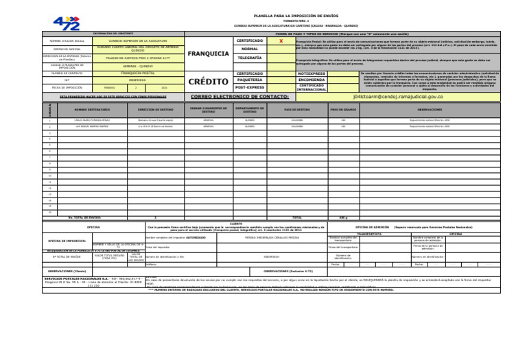 Planilla 472 Febrero 02-2024 | PDF | Correo