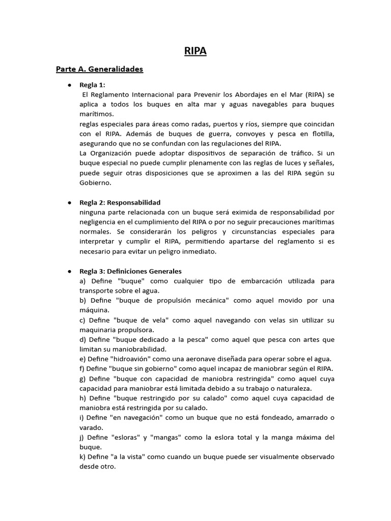 RIPA Resumen | PDF | Tráfico | Barlovento y sotavento