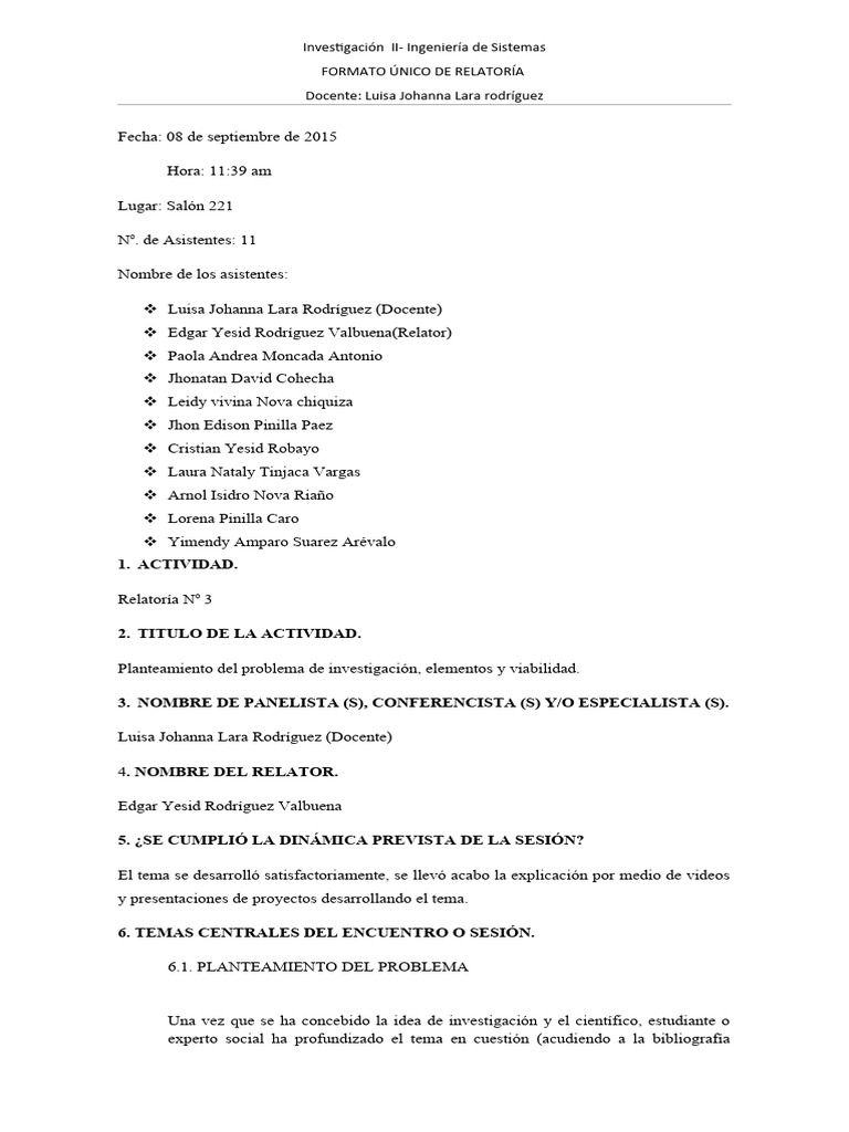 Relatoria # 3 | PDF | Science