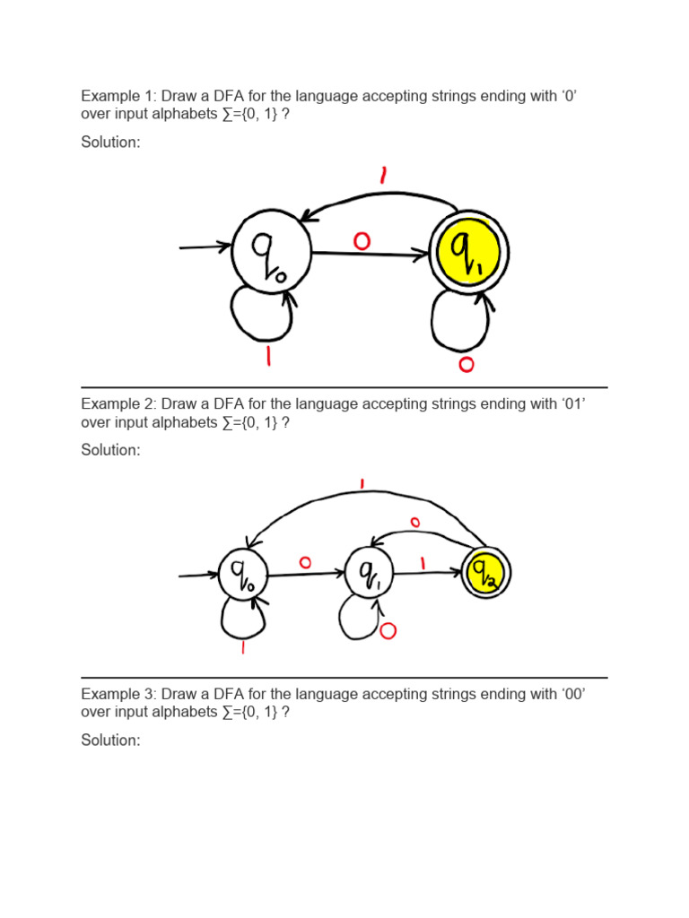 Practice Problems DFA | PDF | String (Computer Science) | Regular Expression