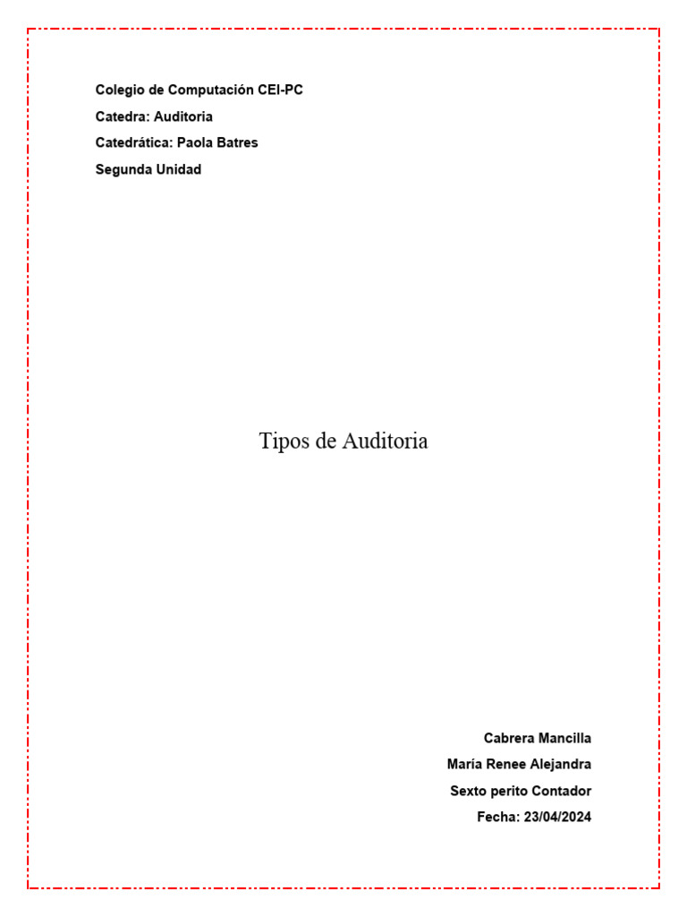 Hoja 5 tipos de auditoria | PDF | Auditoría | Business
