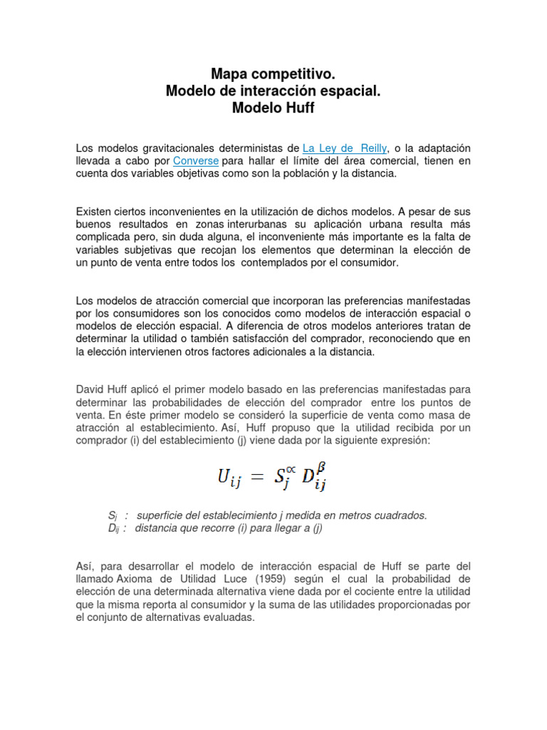 Modelo de Interaccion Espacilal de HUFF | PDF | Utilidad | Los consumidores