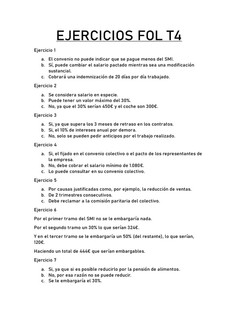 EJERCICIOS FOL T4 Samuel Gallego Pintado | PDF | Salario | Economias
