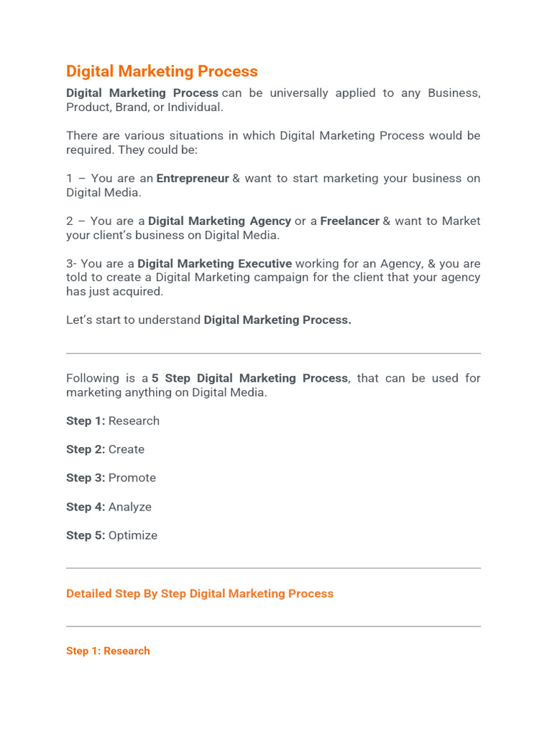 Digital Marketing Process | PDF | Digital Marketing | Marketing
