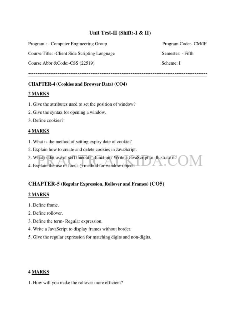 (CSS) 2023 Important Questions | PDF | Java Script | Menu (Computing)