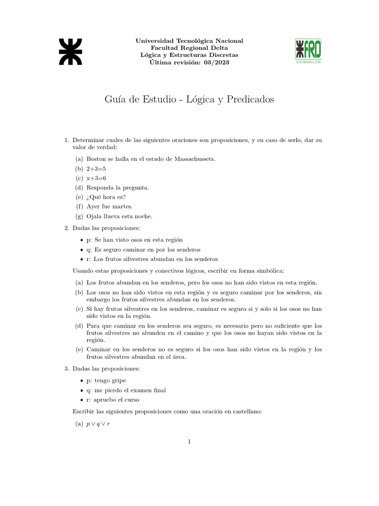 Guia de Estudios - Logica | PDF | Proposición | Lógica matemática