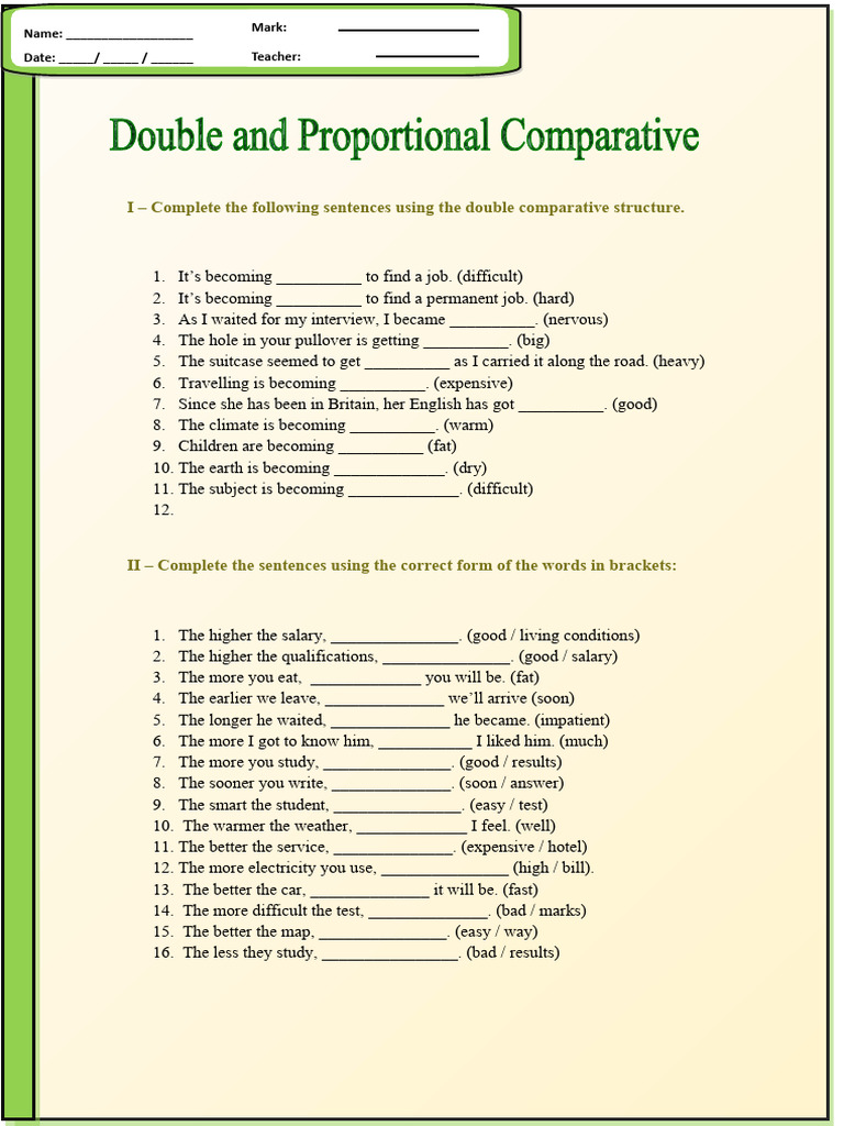 The Double Comparative Structure | PDF | Nature | Environmental Issues ...