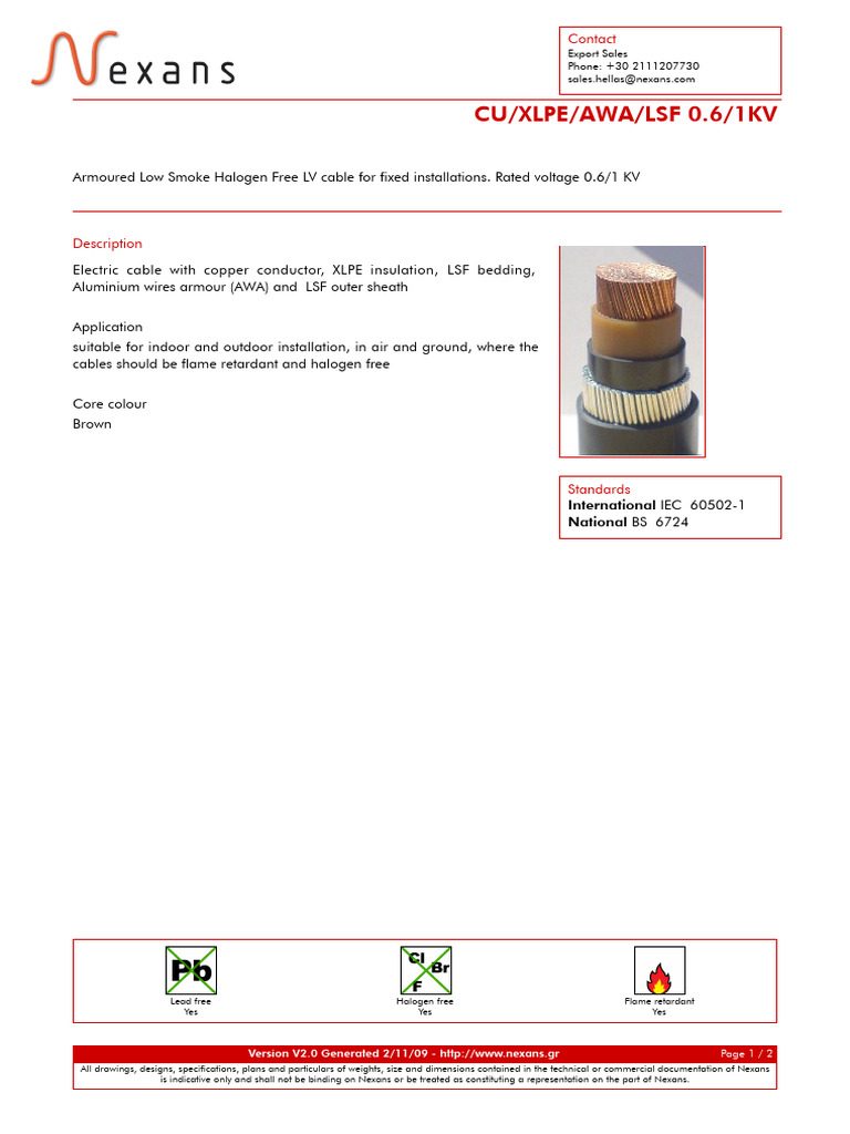 Cu Xlpe Awa LSF 0 6 1KV | PDF | Electrical Conductor | Insulator ... Cu Xlpe Awa LSF 0 6 1KV | PDF | Electrical Conductor | Insulator ...