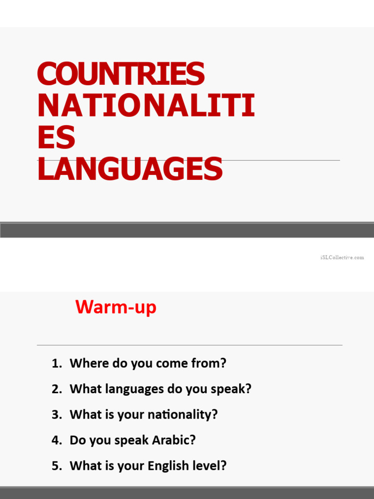 Countries & Nationalities & Languages | PDF | Saudi Arabia | Politics ...