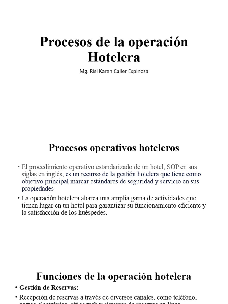 Procesos de La Operación Hotelera | PDF | Hotel | La seguridad informática