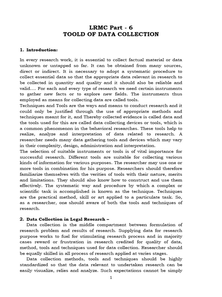 LRMC Topic 6 Data Collection | PDF | Survey Methodology | Data