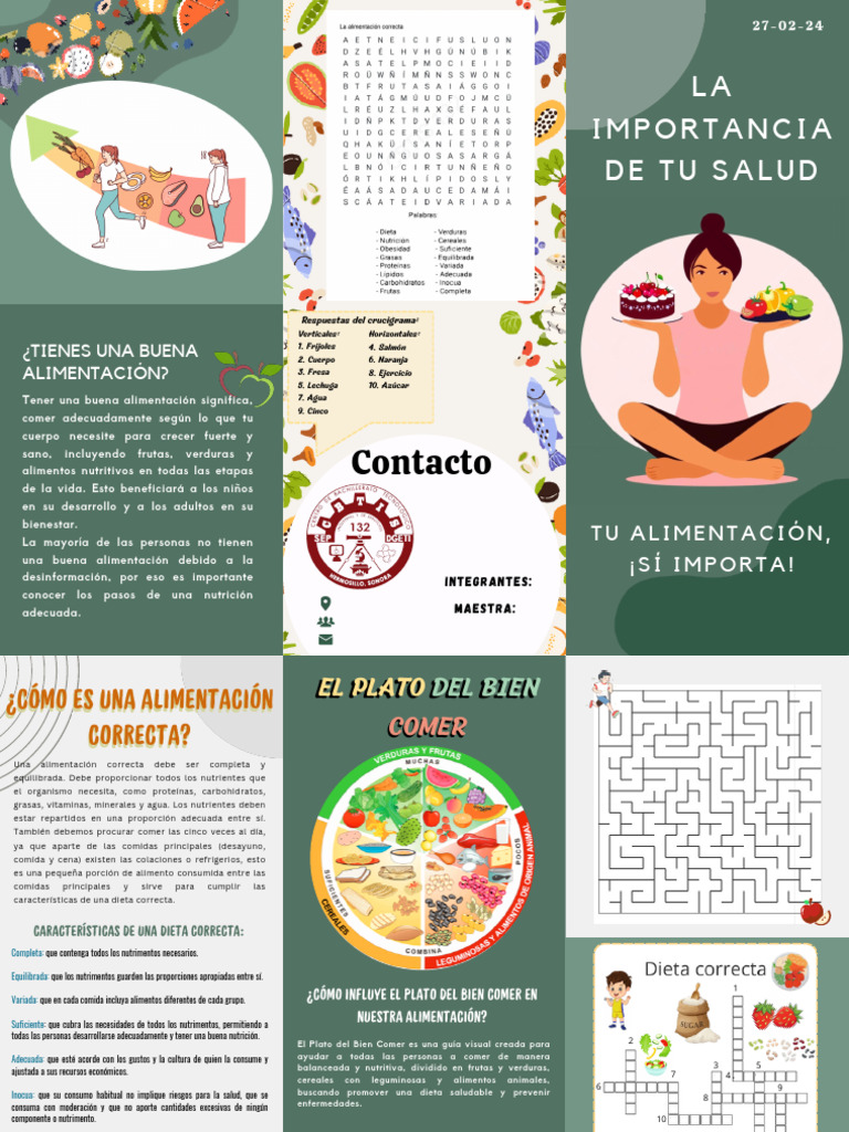 Tríptico sobre Alimentación Saludable | PDF | Alimentos | Dieta