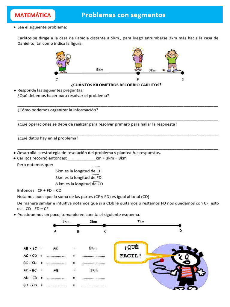 D2 A1 FICHA MAT. Problemas Con Segmentos | PDF