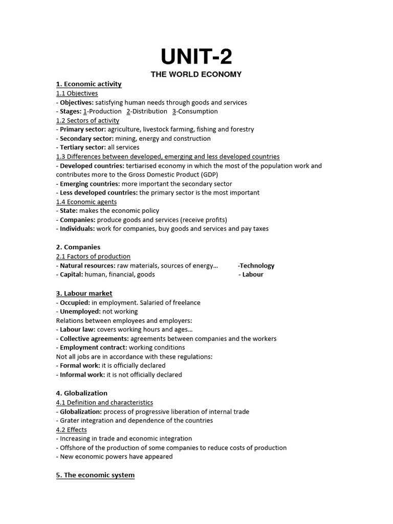 Unit 2 geography | PDF | Employment | Labour Economics