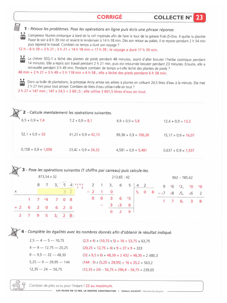 Defis Maths Cm2 Correction 23 | PDF