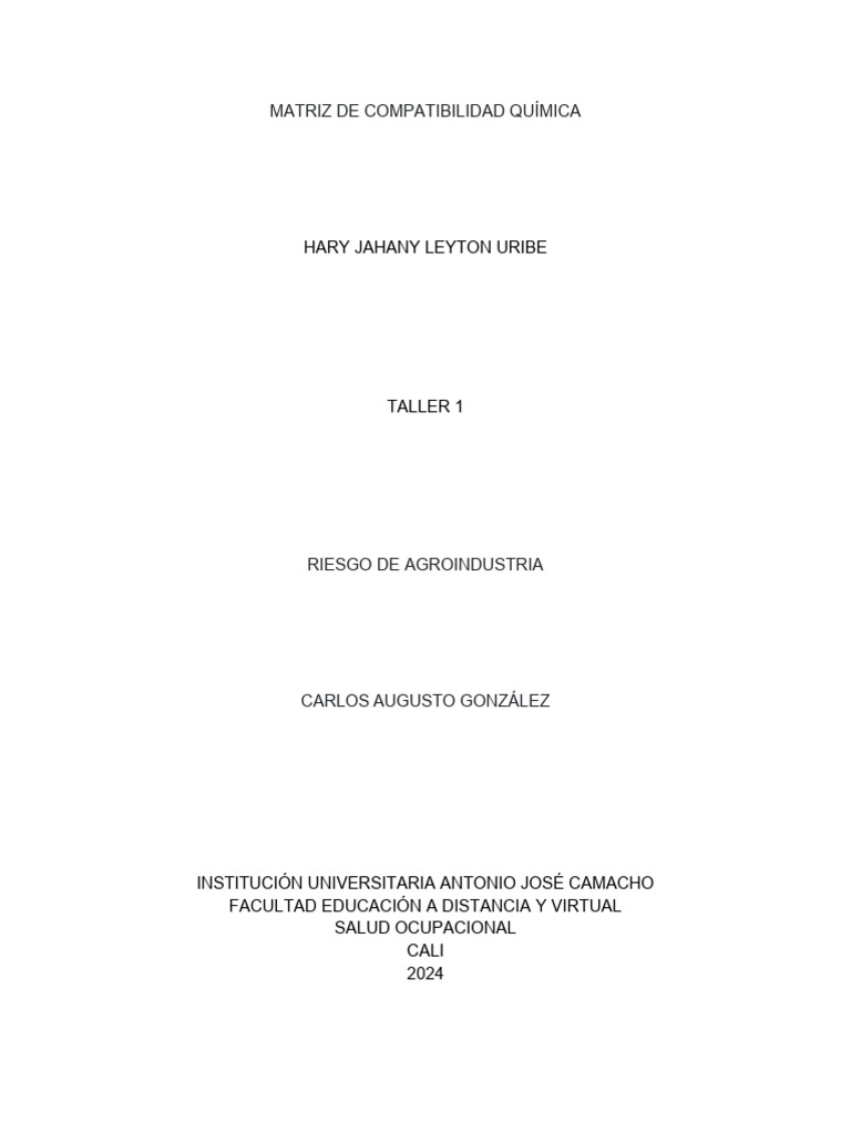 Matriz de Compatibilidad Química | PDF | Ciencias sociales | Salud y ...