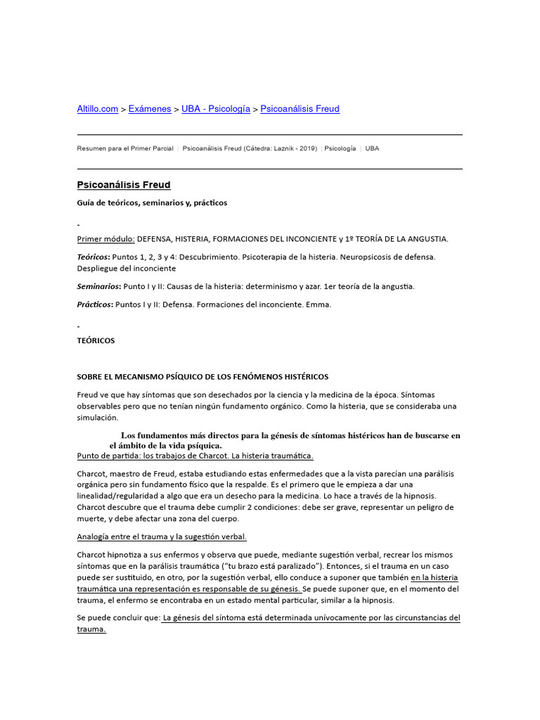 Resumen Psa | PDF | Trauma psicólogico | Neurosis