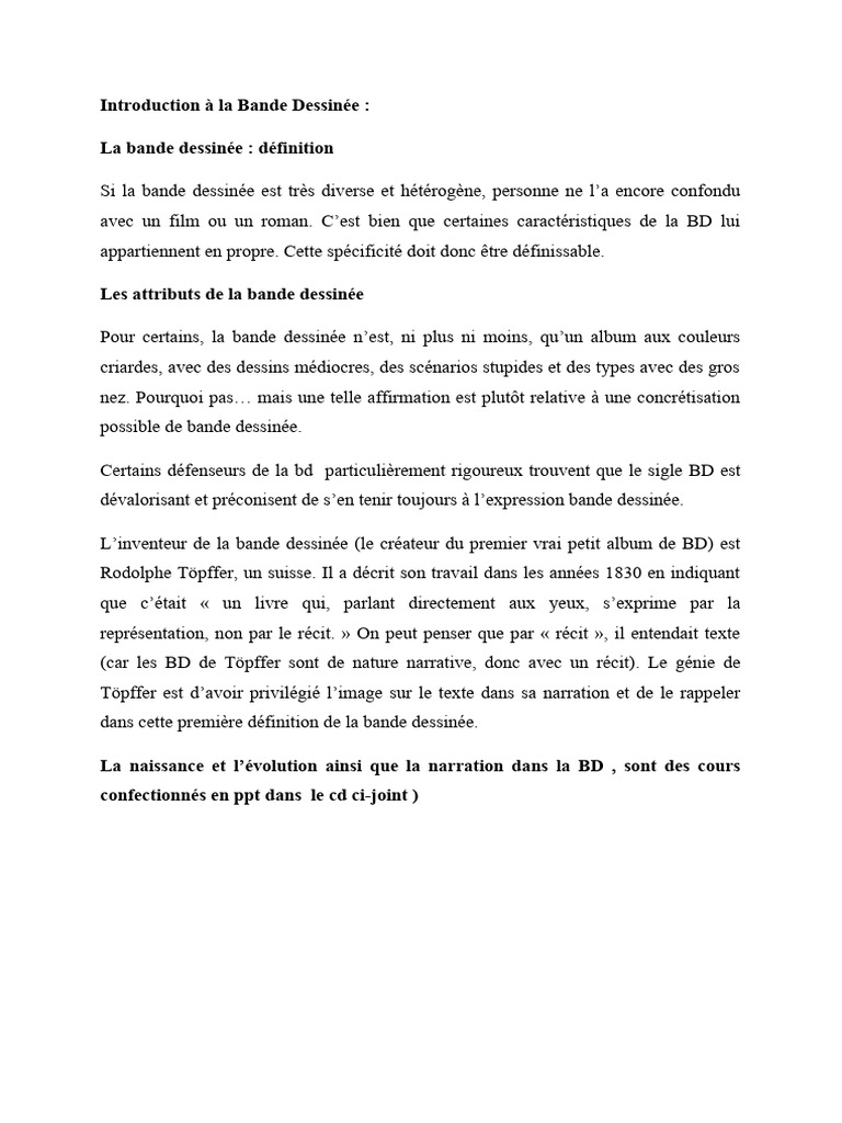 Définition et caractéristiques de la BD | PDF | BD | Bandes dessinées