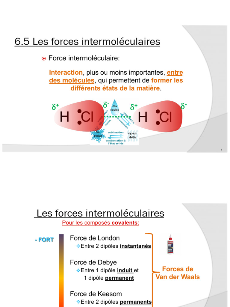 Forces Intermoléculaires et Keesom | PDF | Chimie physique | Sciences ...
