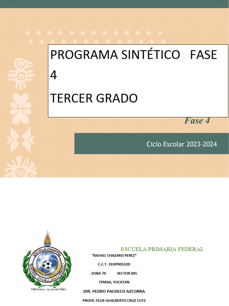 FASE 4 Tercero Vinculación Contenidos Programa Sintético y Proyectos ...