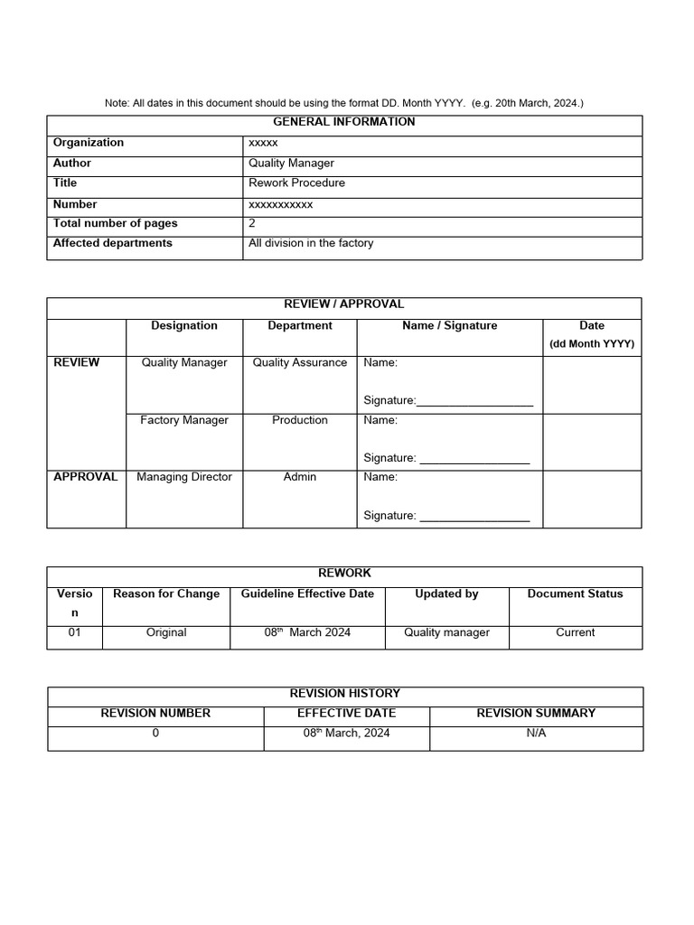 Rework Procedure | PDF | Packaging And Labeling