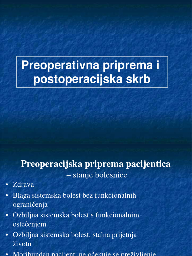 Preoperativna Priprema Fizikalna | PDF