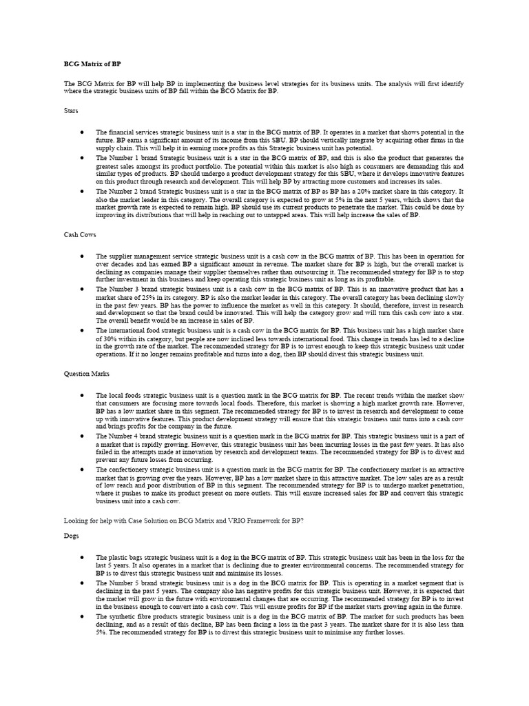 Bcg Matrix Pdf Business Economies
