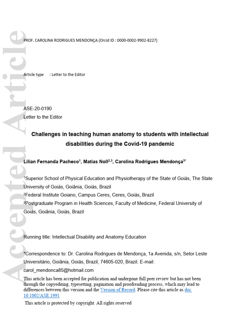 Challenges in Teaching Human Anatomy To Students With Intellectual ...