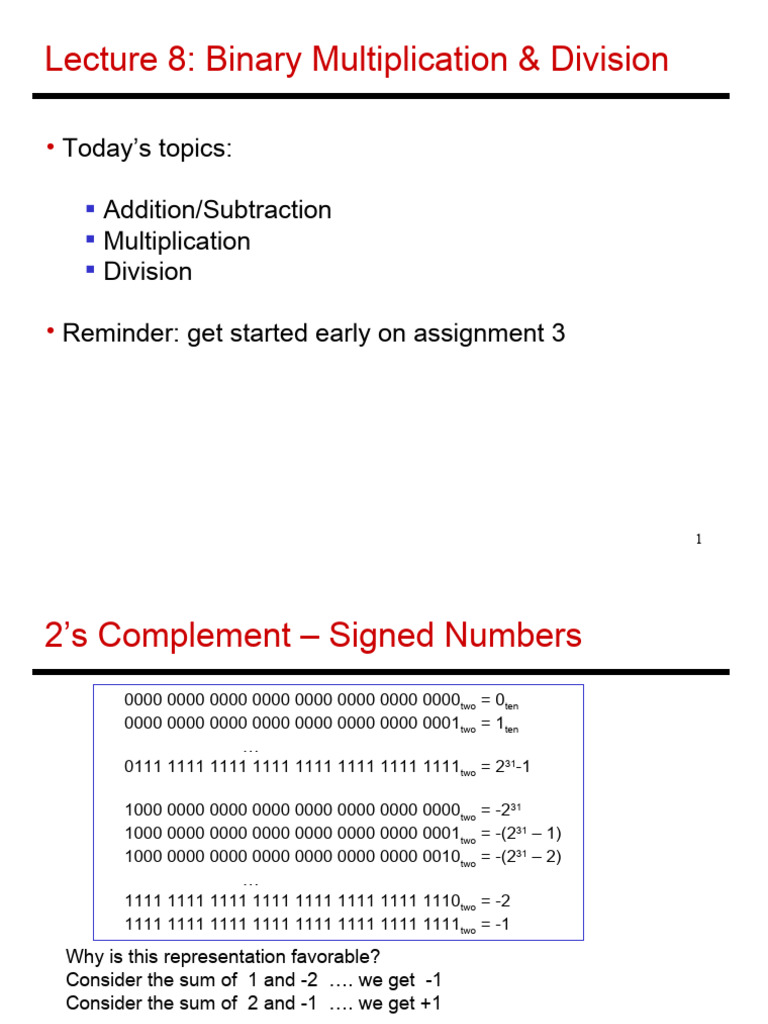 Lecture 8: Binary Multiplication & Division | PDF | Division (Mathematics) | Computer Engineering