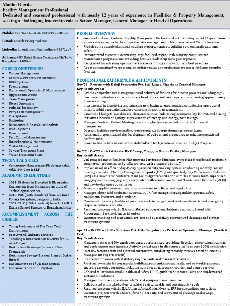 Madhu-CV | PDF | Procurement | Business