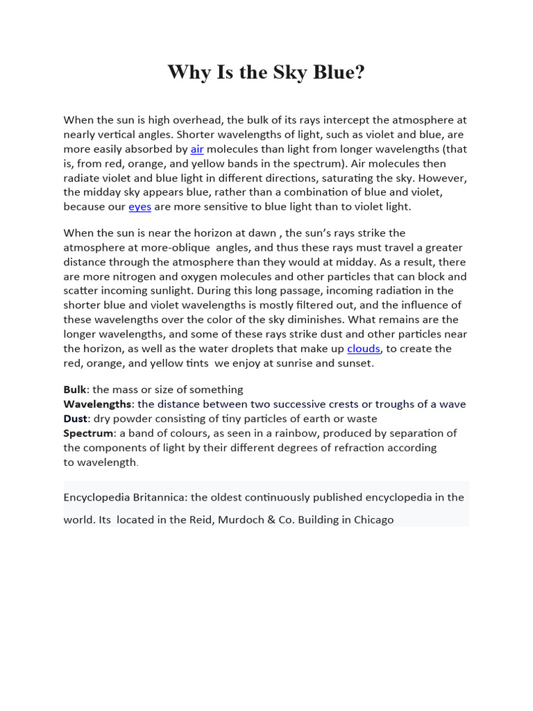 Why Is the Sky Blue | PDF