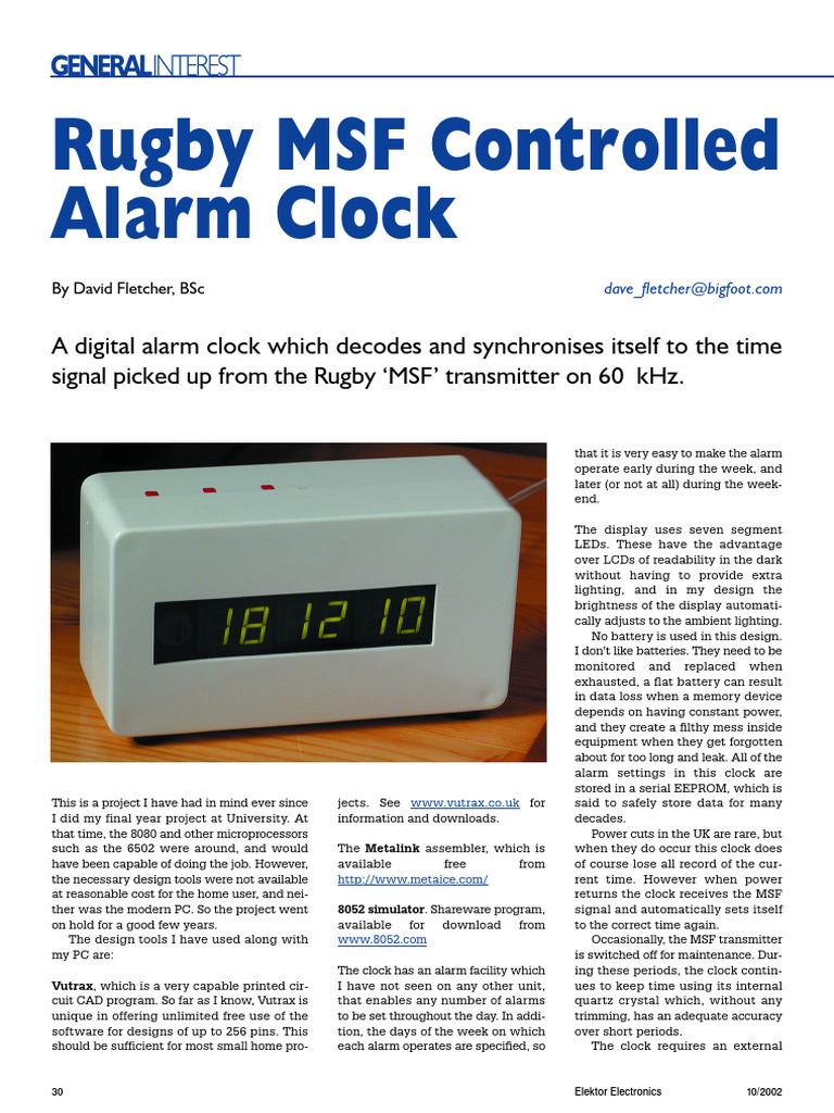 Rugby MSF Controlled Alarm Clock: Generalinterest | PDF | Clock ...