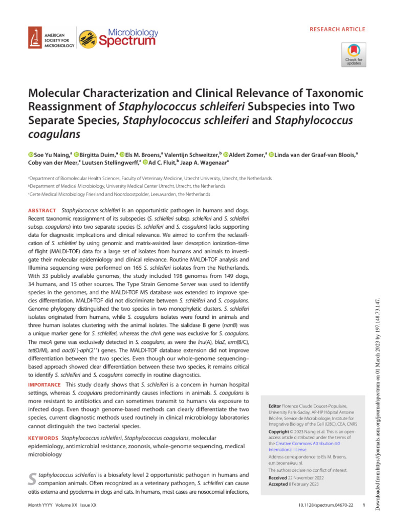 Naing Et Al. 2023 Spectrum.04670-22 | PDF | Staphylococcus | Biology
