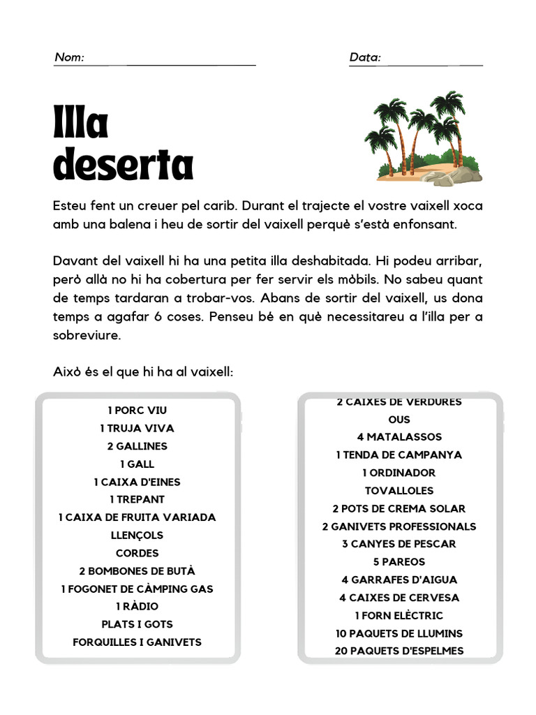 Actividad Isla Desierta | PDF
