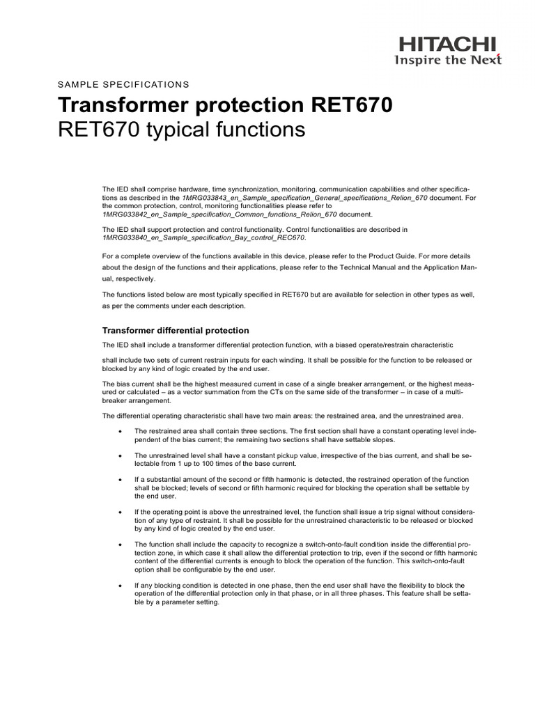 1MRG033847_en_C_Sample Specification, Transformer Protection RET670 ...