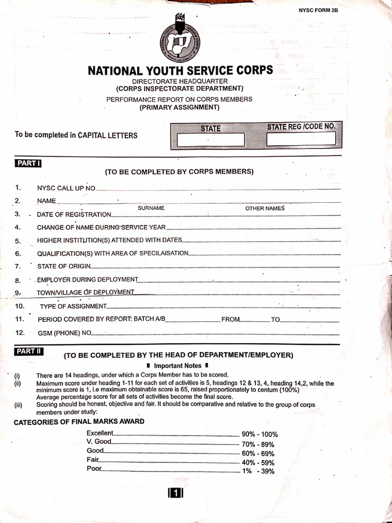 NYSC FORM 2B and 4B | PDF