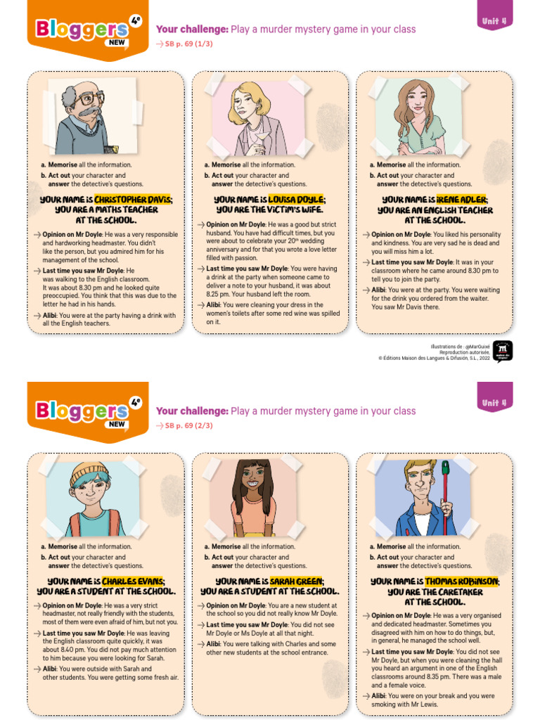 Classroom Murder Mystery Game | PDF