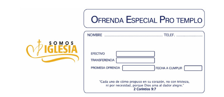 Sobre ofrenda especial pro templo | PDF